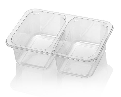RPET Tray 186x135x56mm 2-cavity sealable TRP